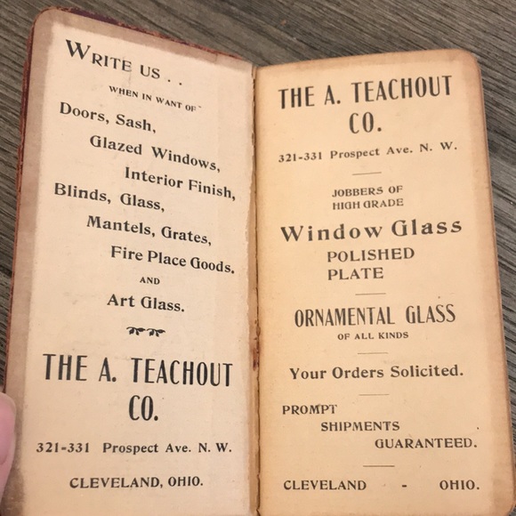 Accents | Antique Little Advertising Book Leather Historical Teachout ...